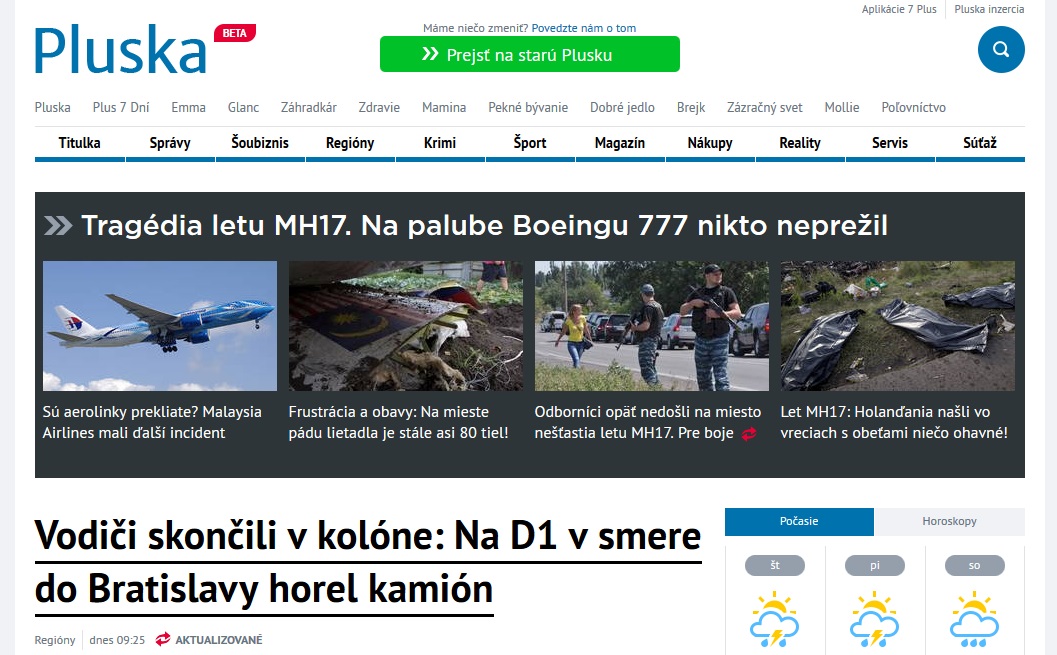 Redizajn: Pluska.sk sa mení - Bratislavský Večerník ️